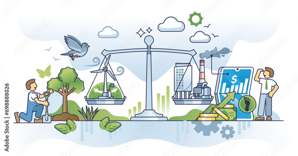 Carbon credits market to change CO2 emissions for money outline concept ...