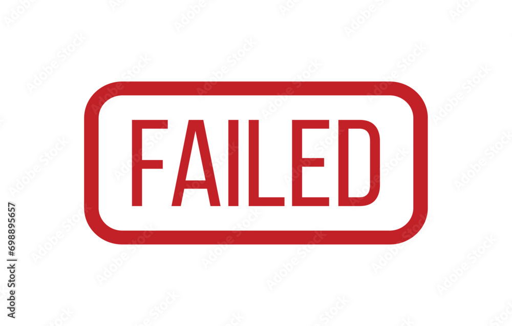 Red color round seal sticker in word failed on white background Stock ...