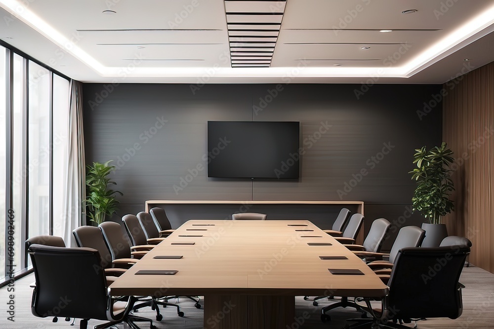 Meeting conference room with blank empty tv screen monitor. Made with ...