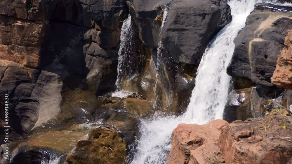 The Bourke's Luck Potholes where rivers flow over rocks, water and ...