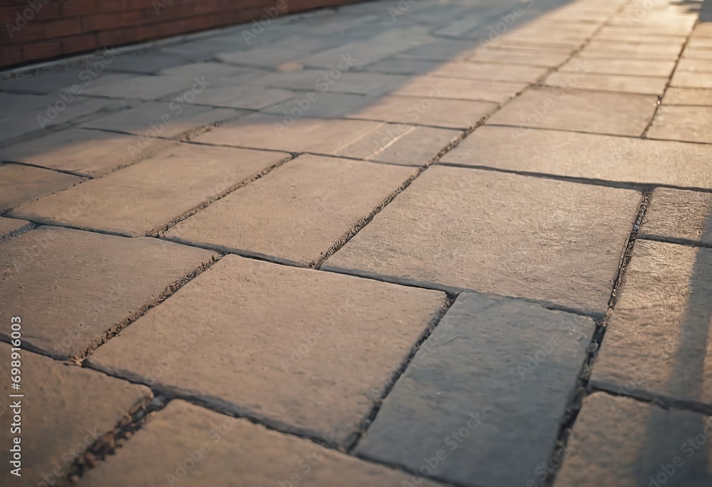 Laying gray concrete paving slabs in house courtyard driveway patio ...