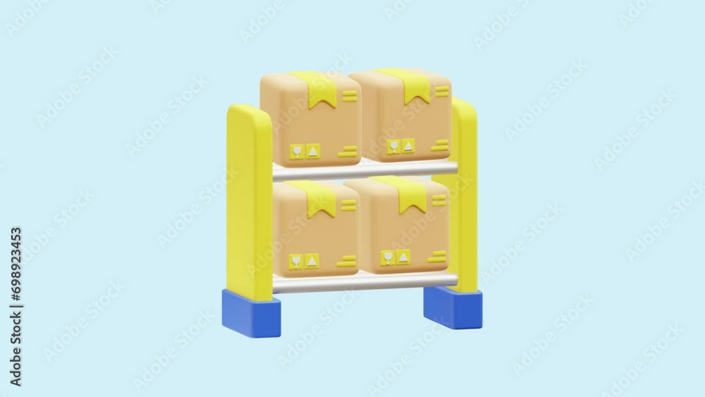 Rack System Shelf animated 3d icon. Great for business, technology ...