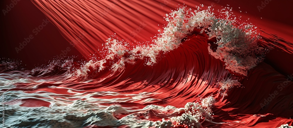 Red Ocean Wave with White Foam Stock Illustration | Adobe Stock