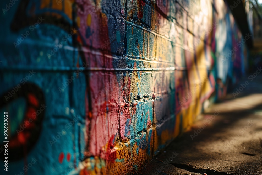 Colorful Wall with Graffiti and Brick Texture Stock Illustration ...