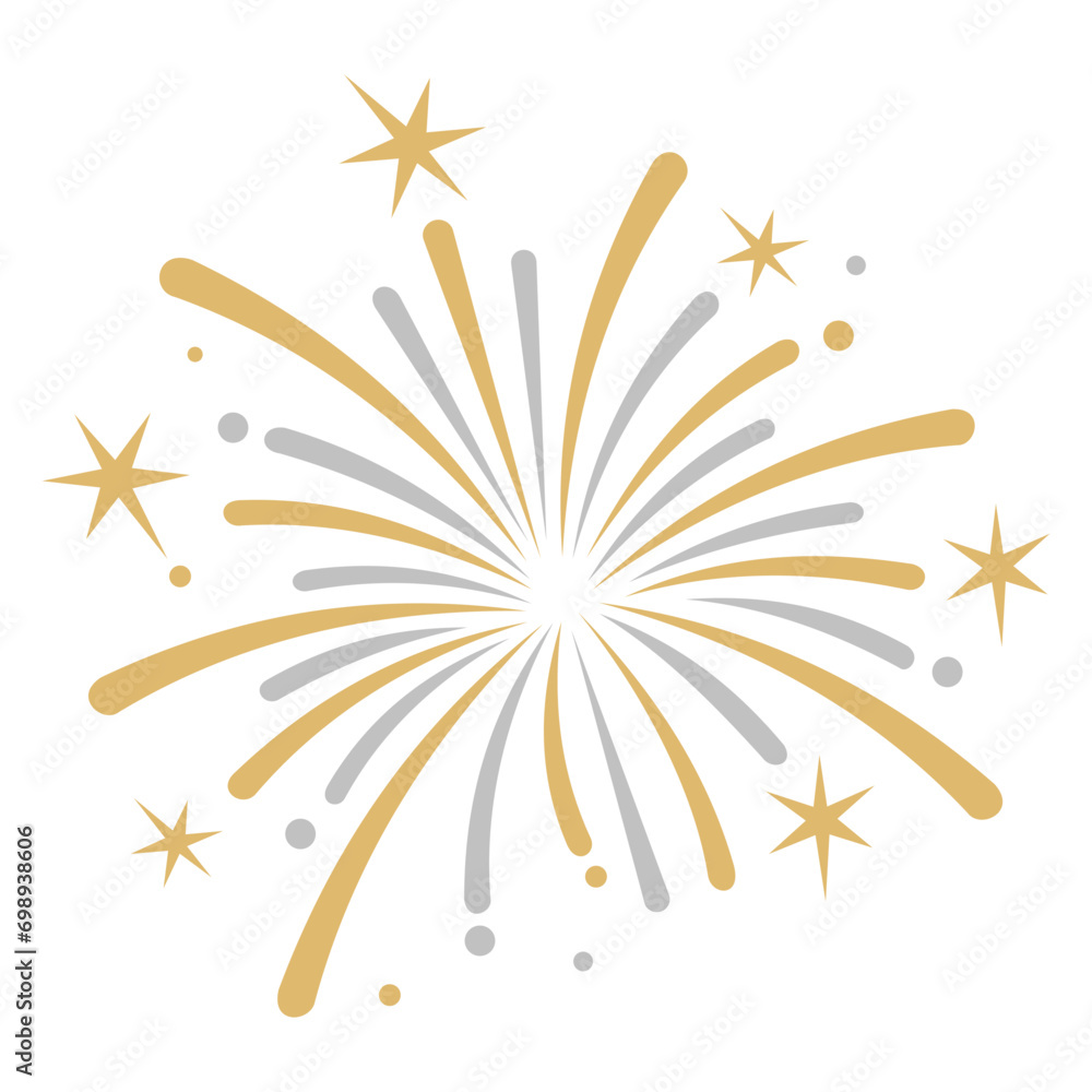 Fireworks clipart no background, golden, isolated on white, New years ...