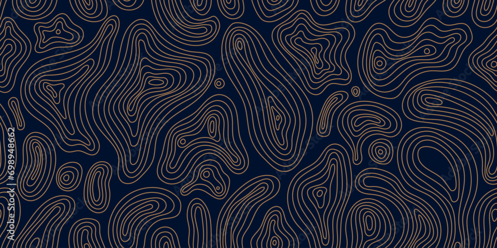 Vector seamless line wave map texture, contour background, abstract ...