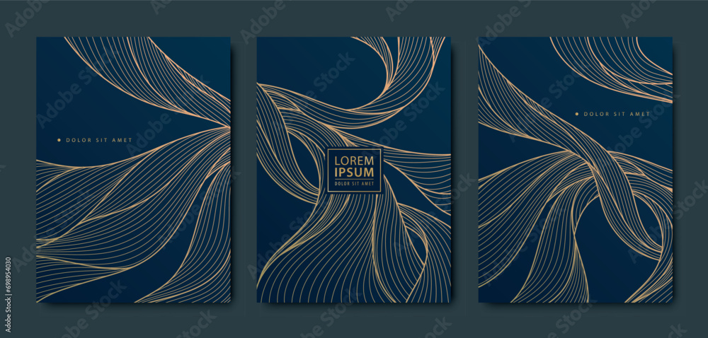 Vector luxury wave patterns, abstract golden and black art design. Art ...