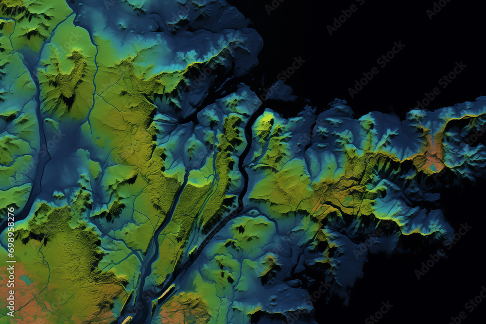 GIS lidar map 3D, Model land surface product made after processing ...