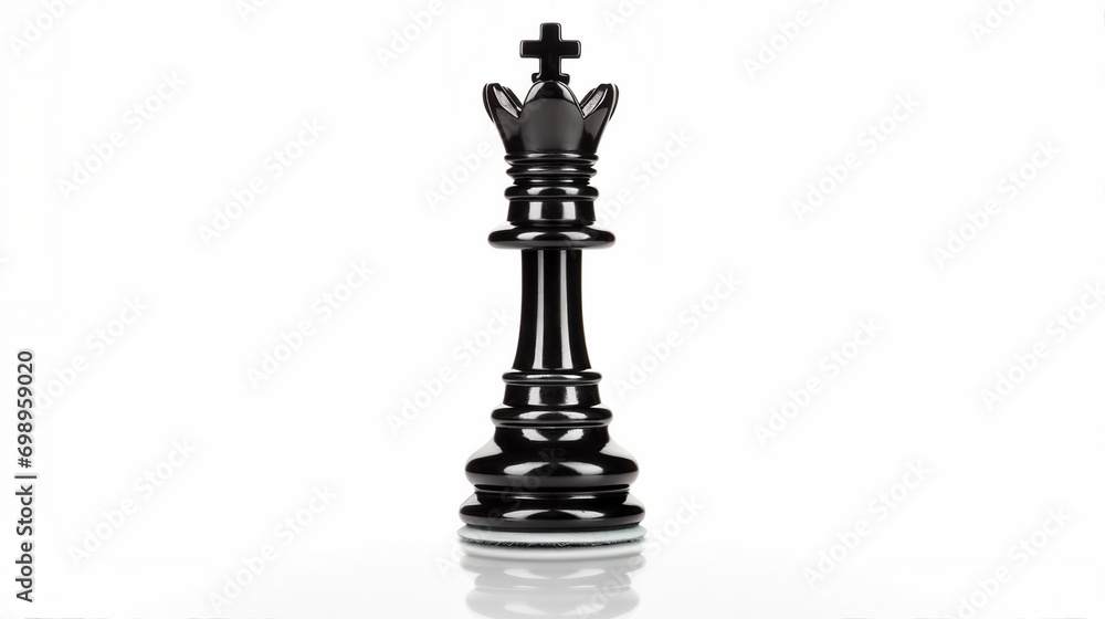Strategic Power Play: Black Chess Queen Dominates on White Background ...