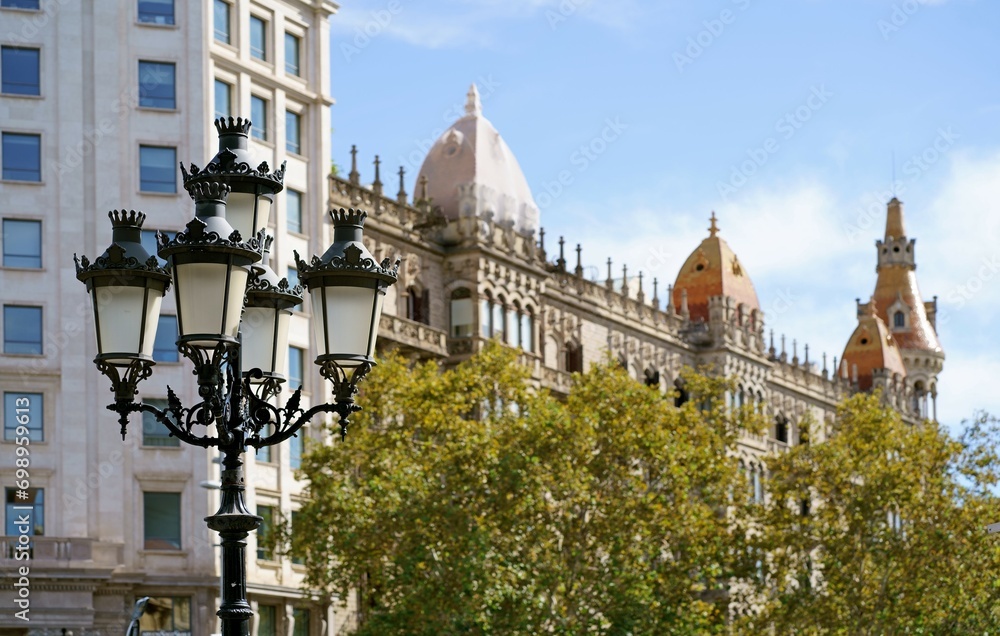Spain. Barcelona. October 2023. Famous lanterns of Barcelona. View of well-known Passage de ...