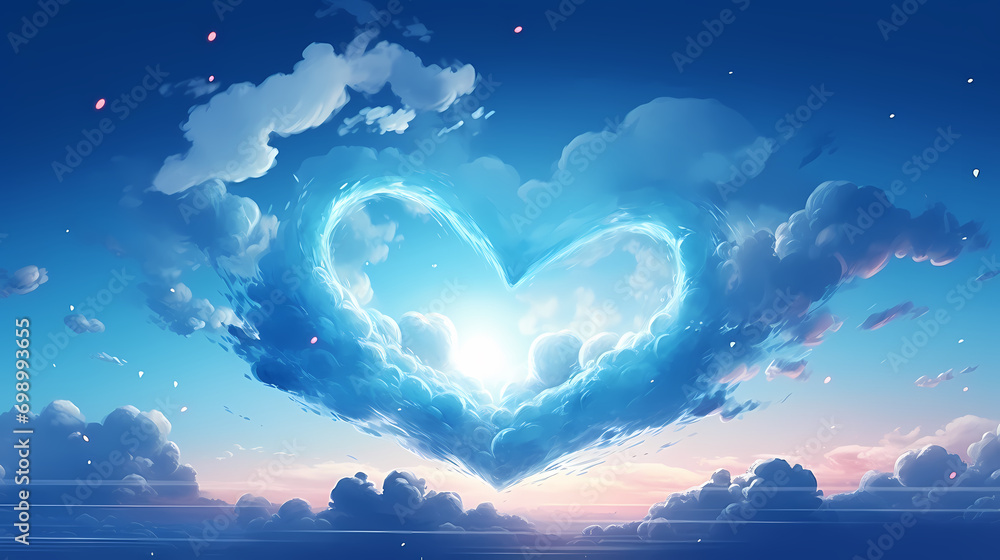 Beautiful sky love blue aesthetic heart wallpaper, Valentine's Day ...