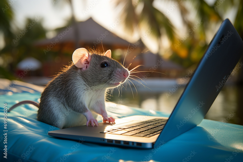 Generative AI technology picture of chilling nomad person sitting near ...