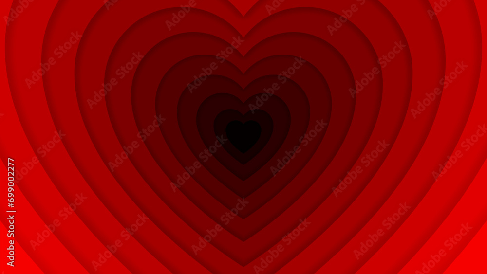 Romantic love heart tunnel background. Vector mesmerizing heart-shaped ...