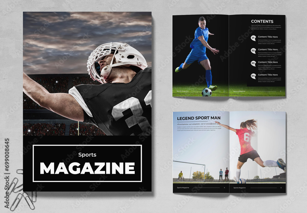 Sports Magazine Template Layout Stock Template | Adobe Stock