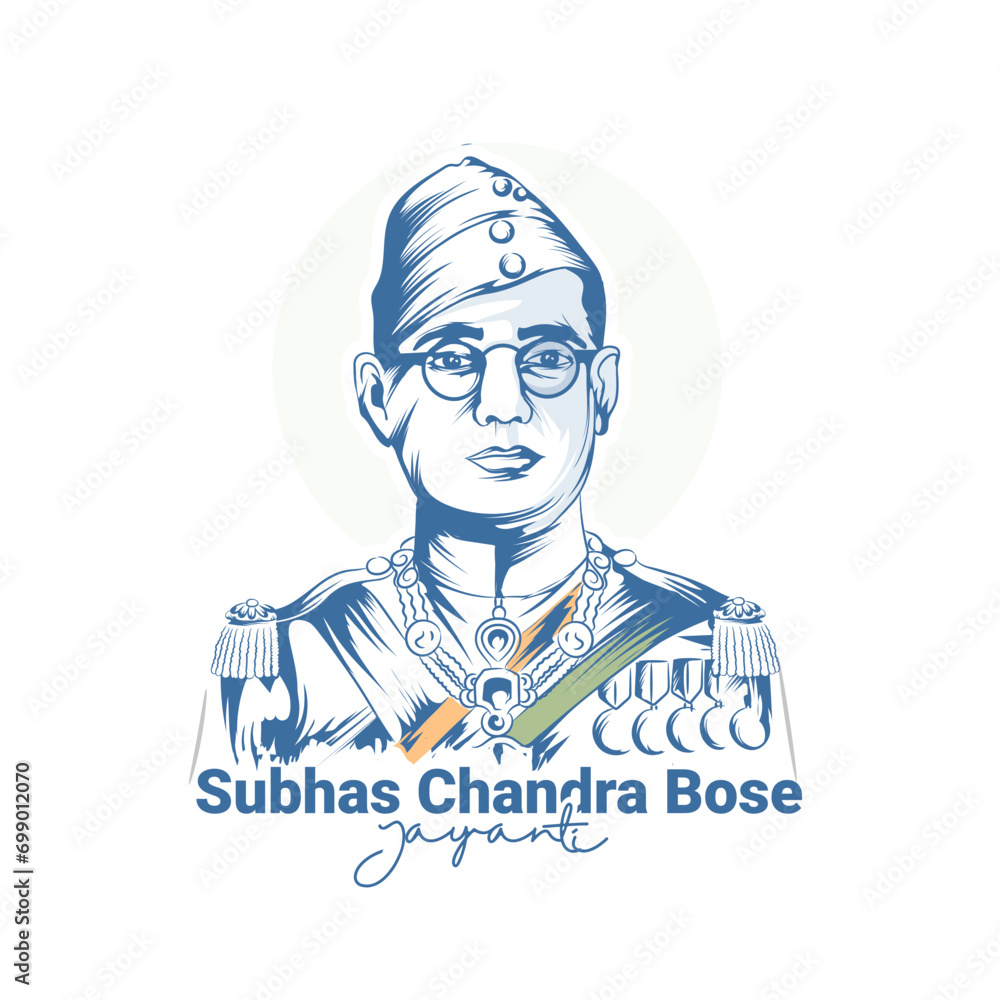 vector illustration of netaji subhash chandra bose with white ...