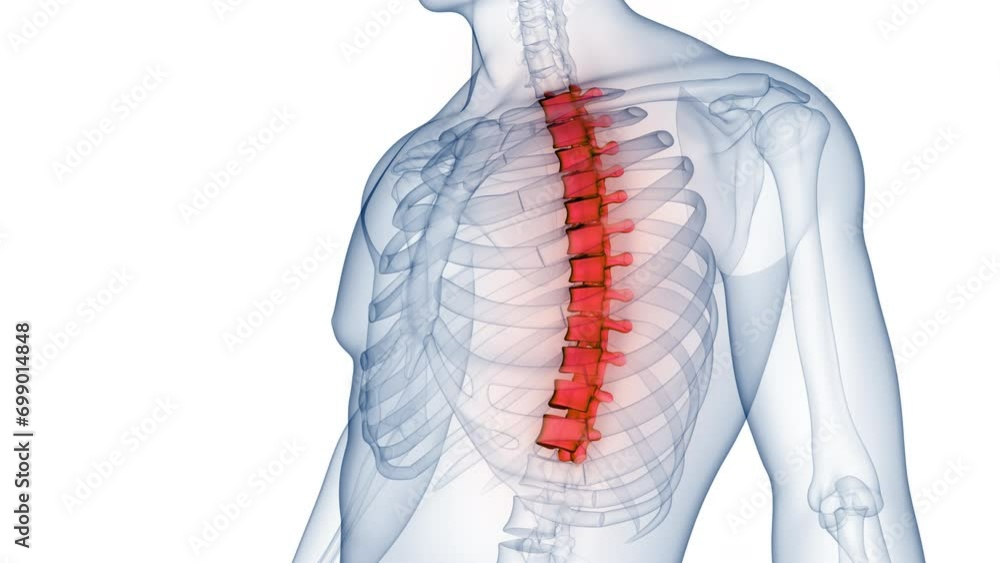 Spinal Cord Vertebral Column Thoracic Vertebrae of Human Skeleton ...