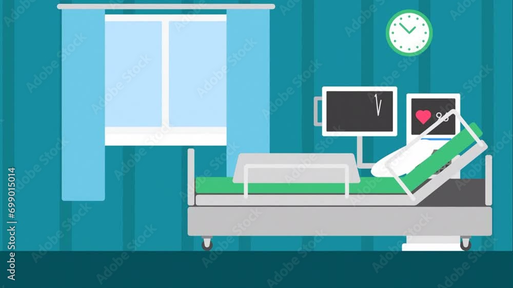 2d Animated Slow Zooming In Scene Of Hospital Room With Its High Tech ...