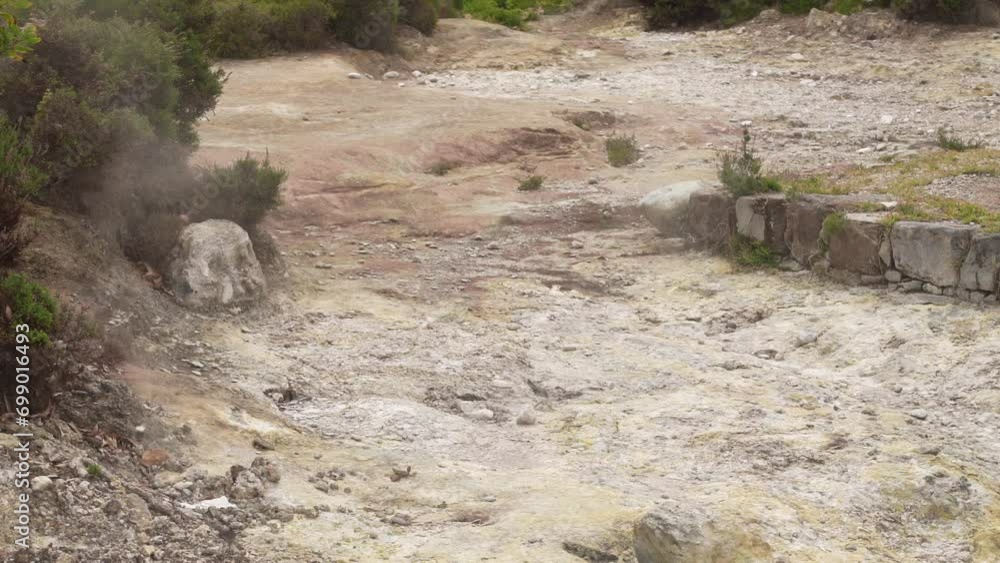 Thermals activity in Furnas city on Azores. Fumaroles and volcanic ...