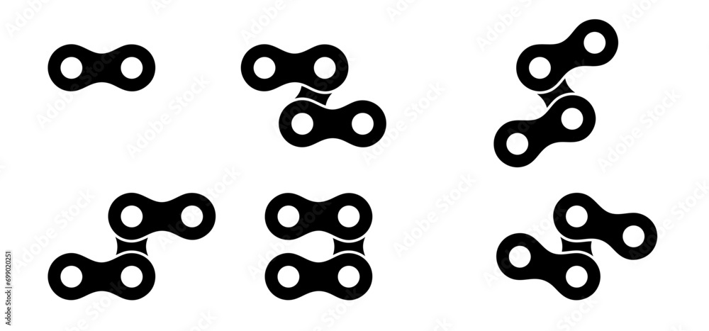 Cartoon silhouette of the chain for bike or bicycle. Cycling line ...