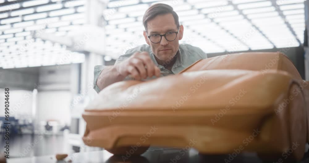 Car Modeler Enjoying Creative Work Process on a Concept Car Made Out of ...