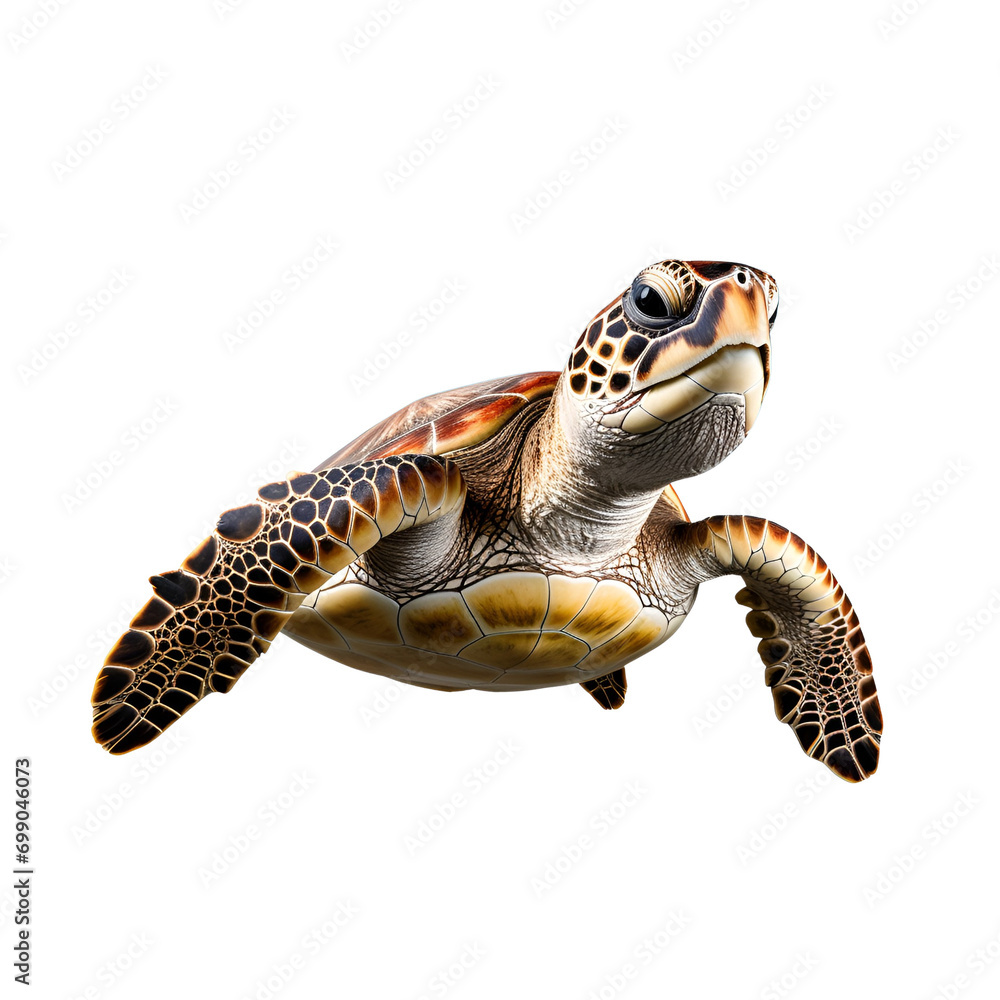 A sea animal’s journey: Photography of a swimming sea turtle, Isolated ...