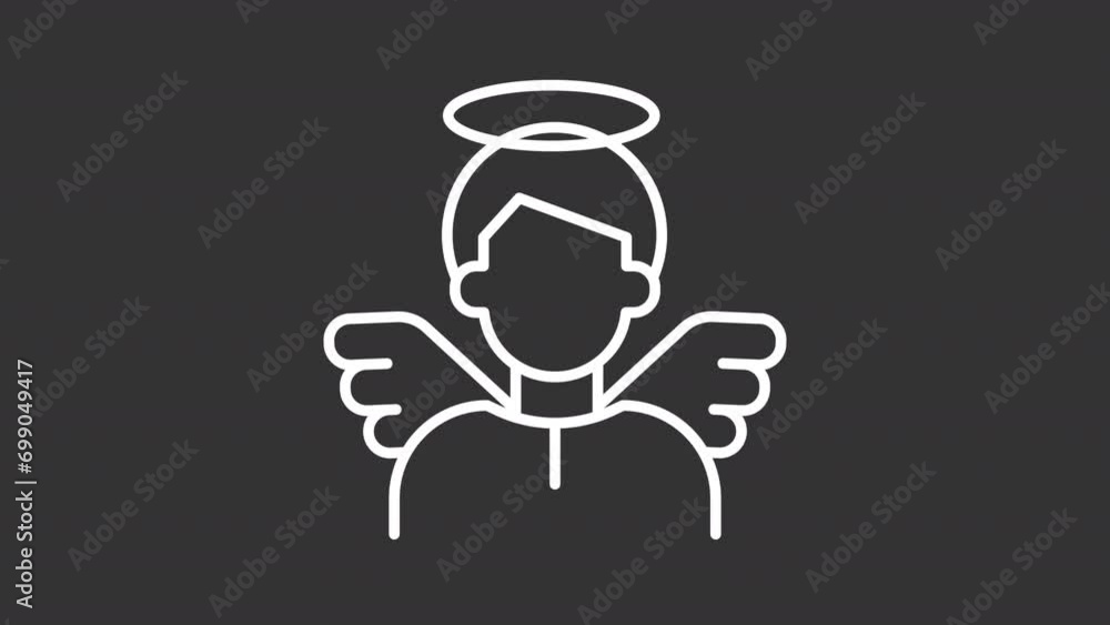 2D white simple thin line animation of innocent icon, HD video with ...