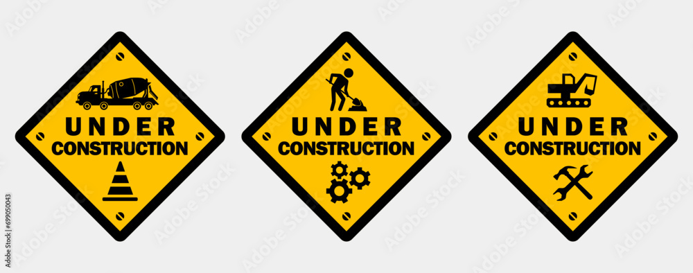 under construction warning sign for home and building construction ...