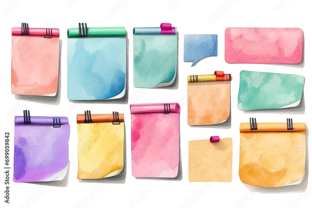 watercolor set of list sheet digital cute sticky notes memo, design ...