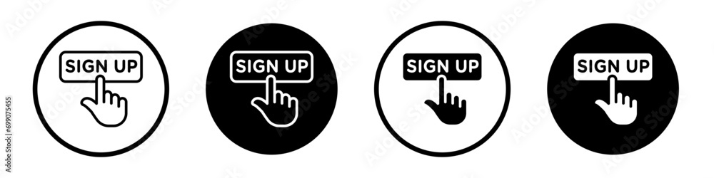 Signup icon set. register click button vector symbol. apply or ... Signup icon set. register click button vector symbol. apply or ...