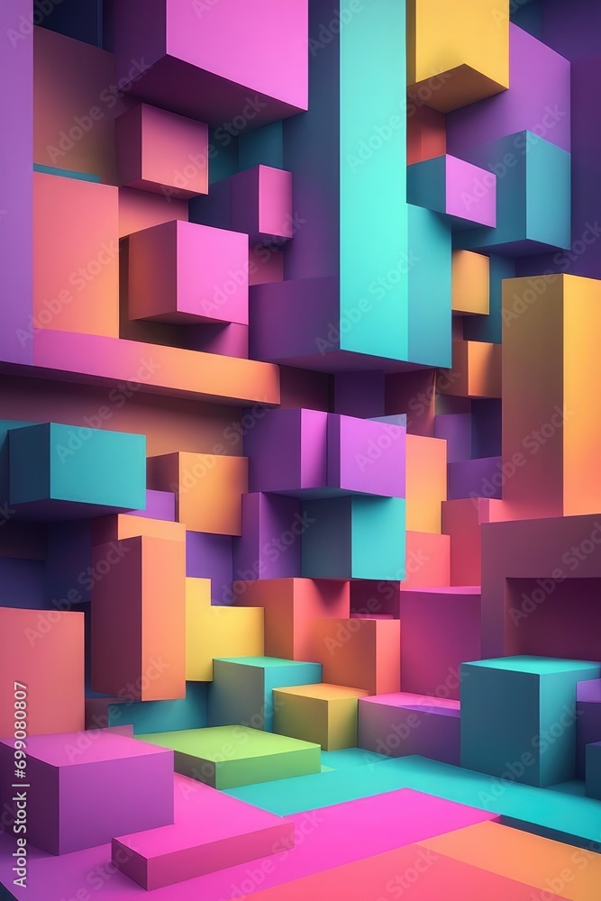 Colorful 3d objects abstract and creative background, vertical ...