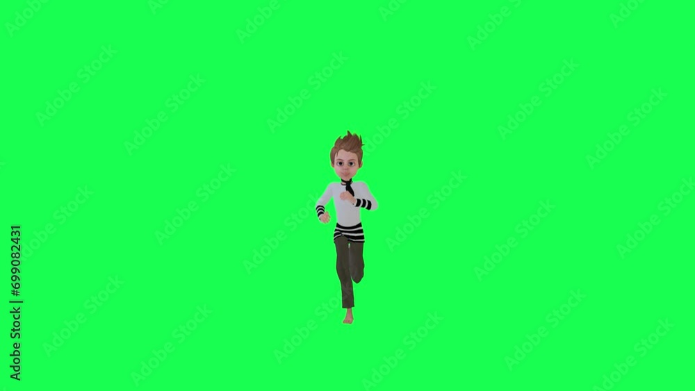 3d animated boy running fast front angle green screen chroma key ...