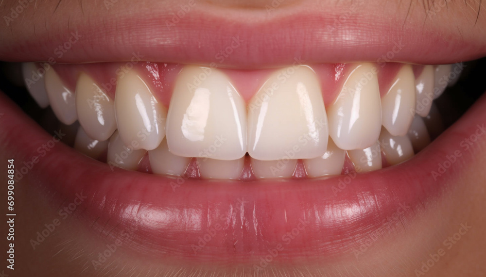 Clean, shiny teeth and a toothy smile showcase dental health generated ...