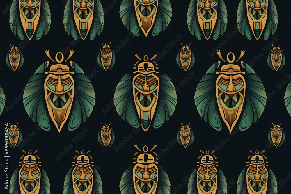 Scarab pattern background inspired by ancient Egyptian art Stock ...
