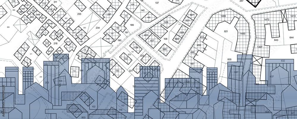 Real Estate concept with cityscape, residential building over an ...