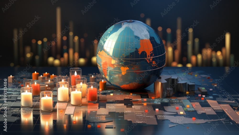 earth, globe, planet, candle, country, model, candlelight, desk ...