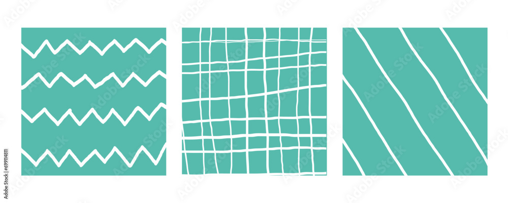 Simple Geometric Hand Drawn Irregular Patterns. Colored Doodle ...