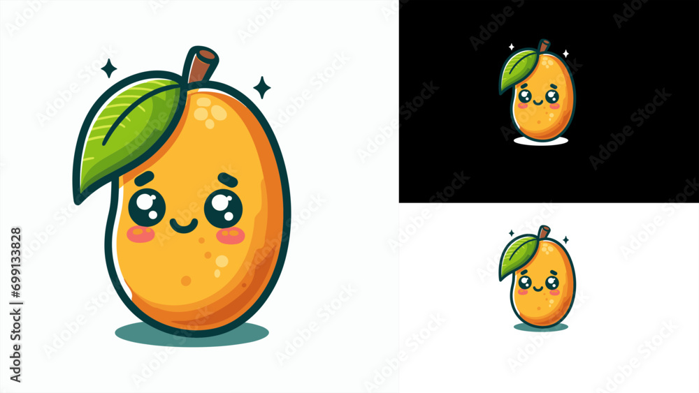 cute mango cartoon character illustration logo vector illustration ...