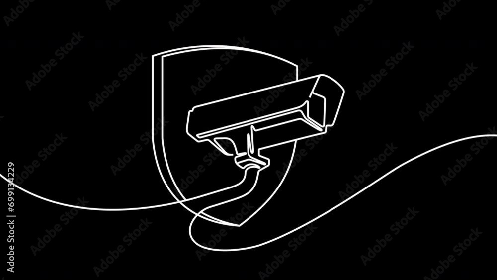 Continuous one line drawing of outdoor security system with shield ...
