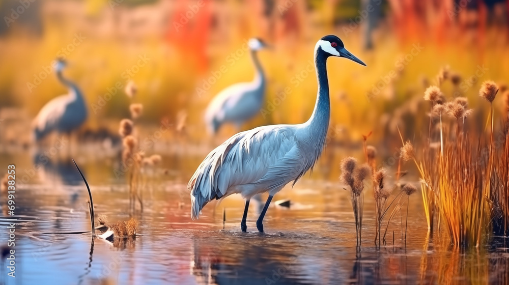 World Wetlands Day, Water Birds In River, Cranes Flock Of Demoiselle ...