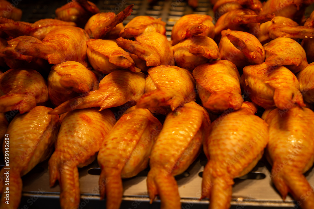 Golden brown chicken wings, deboned and stuffed with fried rice, the ...