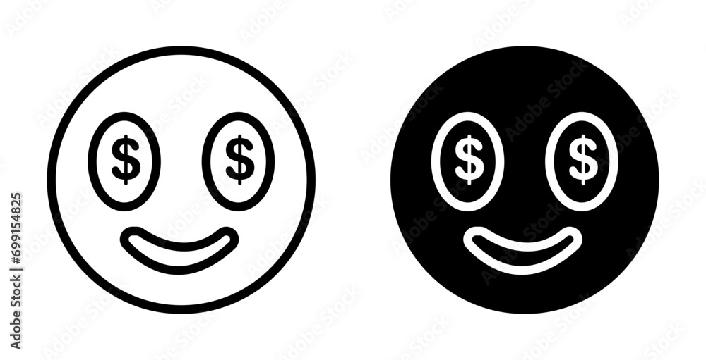 Greed facial expression icon emoji symbol. money greedy face emoticon ...