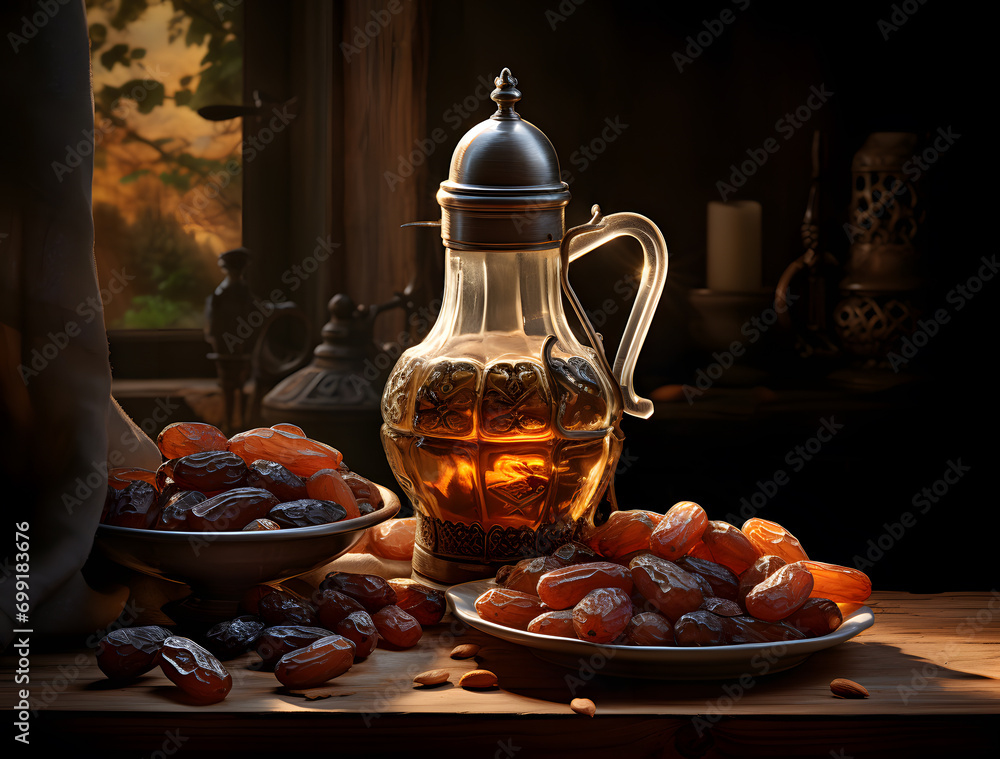 arabic dallah and dates hospitality Stock Photo | Adobe Stock