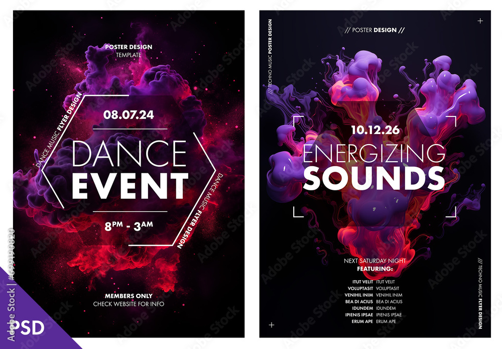 Dance party scene poster or flyer designs Stock Template | Adobe Stock