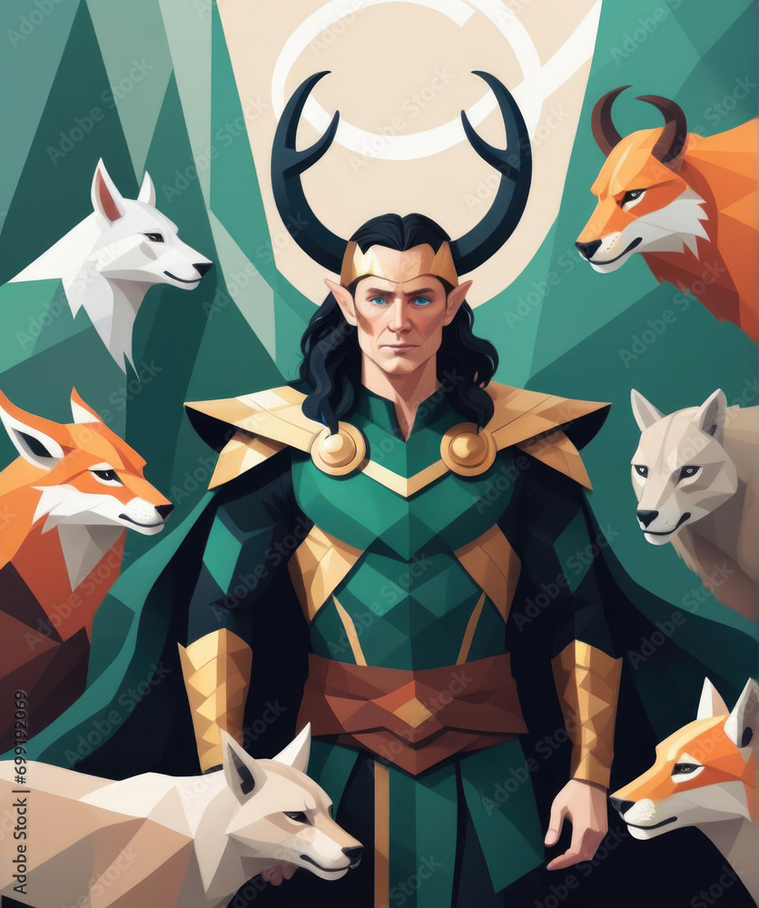 Nordic God Loki - Flat Illustration of Loki shape-shifting into various ...