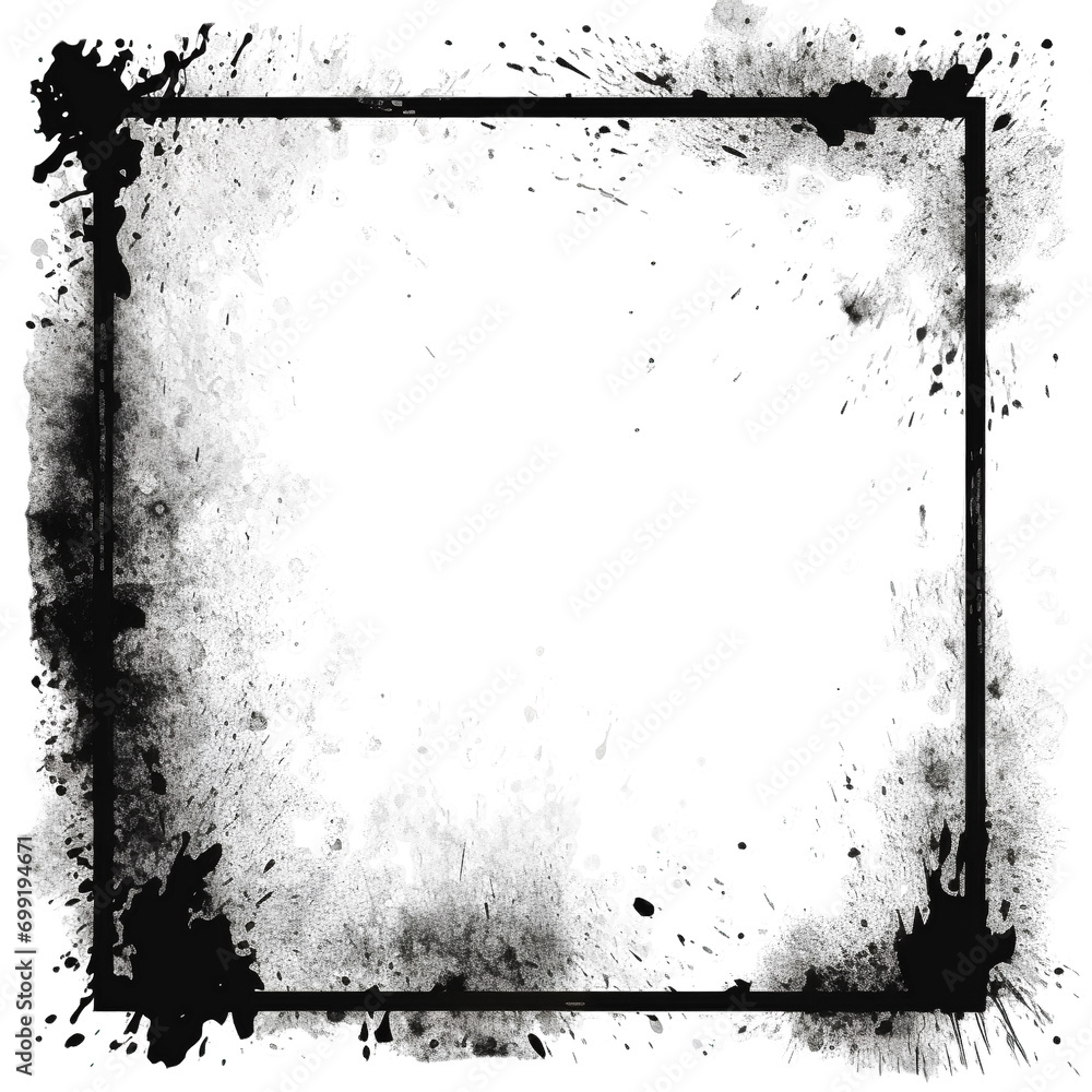Grunge Stencil Frame: Isolated Dirt Texture Border on Transparent or ...