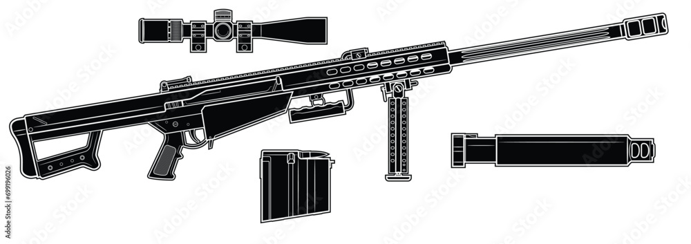 Vector illustration of the Barret M82 semi-automatic anti-materiel ...