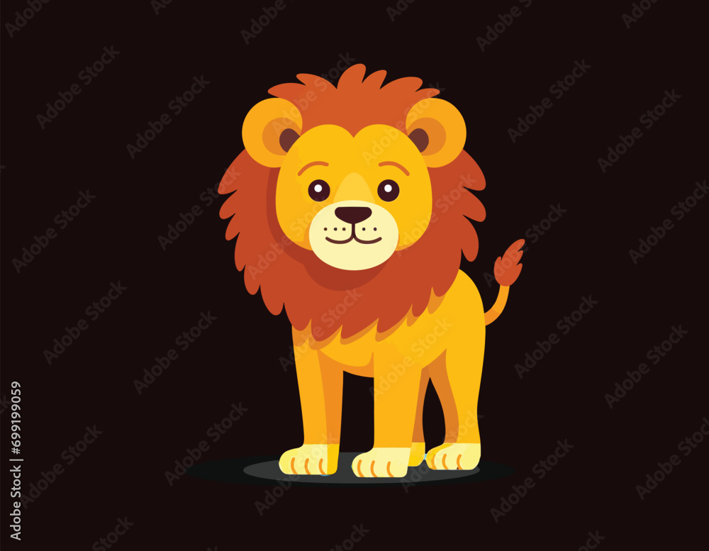 lion cartoon vector isolated on black background Stock Vector | Adobe Stock