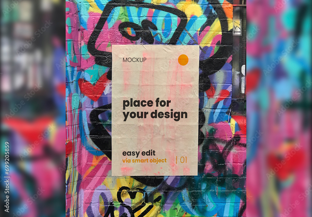 Poster on Street Graffity Art Wall Mockup Stock Template | Adobe Stock