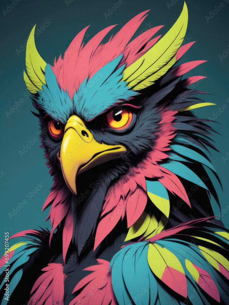 Pop Art Harpy - Medium shot of a fierce harpy with feathered accents ...
