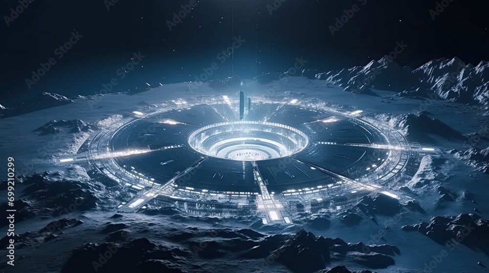 Experience the breathtaking sights of a thriving lunar colony, where ...